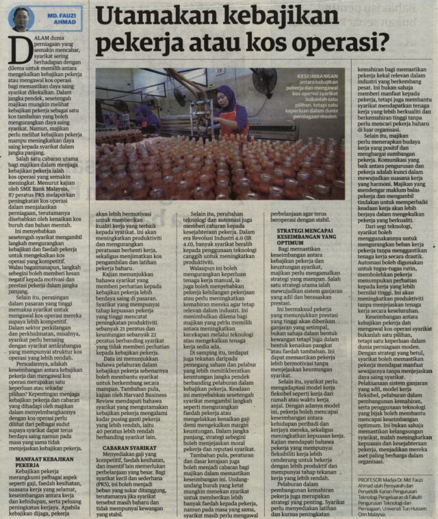 Seimbangkan kebajikan pekerja dan kos operasi, satu keperluan atau ...